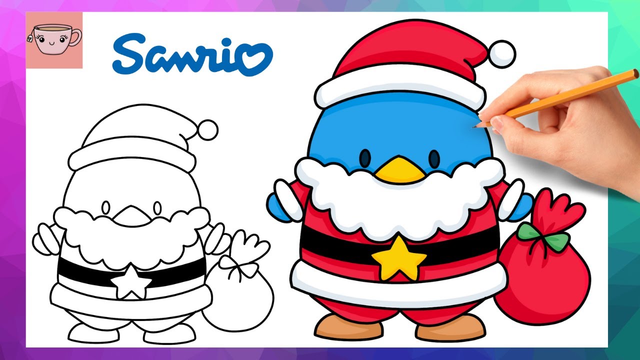 How To Draw Tuxedo Sam Santa - Christmas | Cute Easy Drawing Tutorial ...