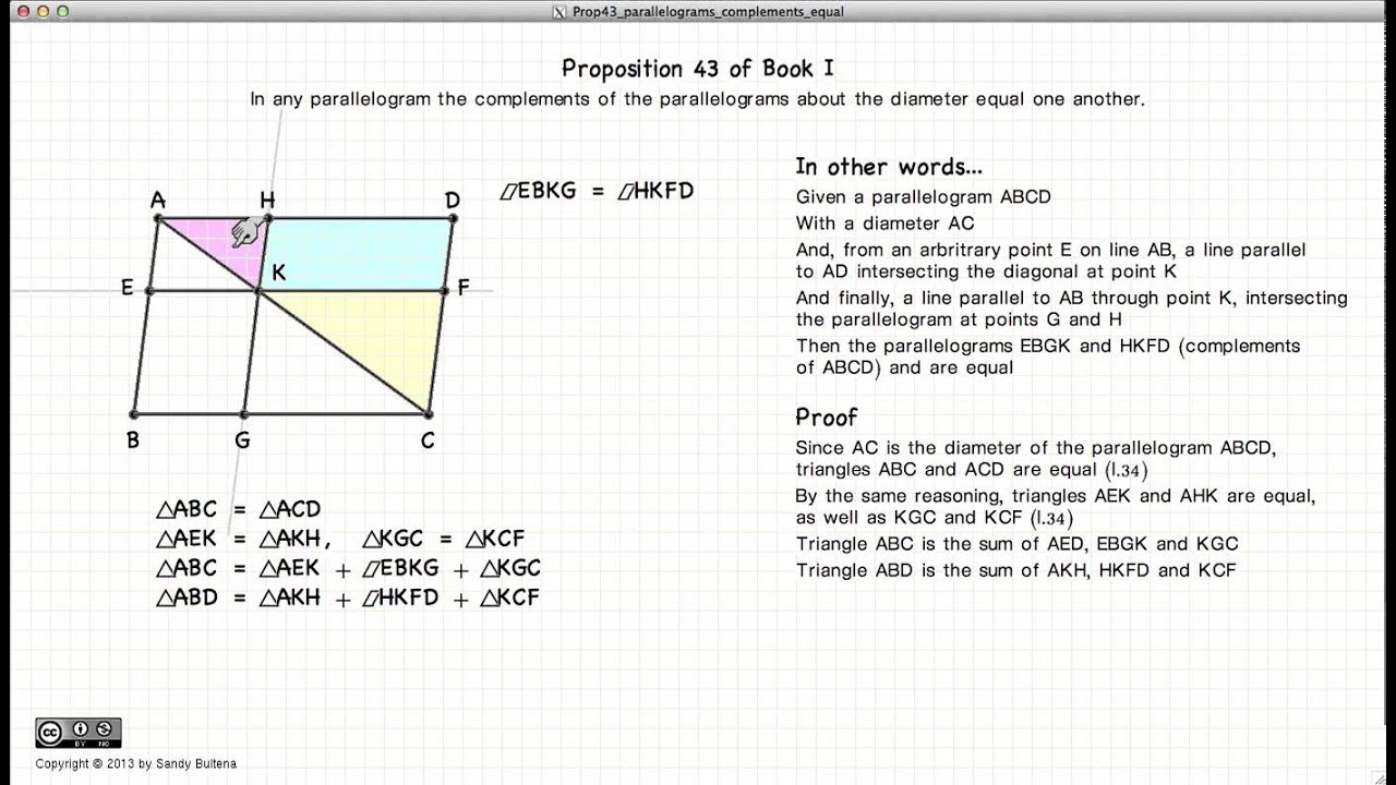 Euclid's Elements Book 1 - Proposition 43 - YouTube
