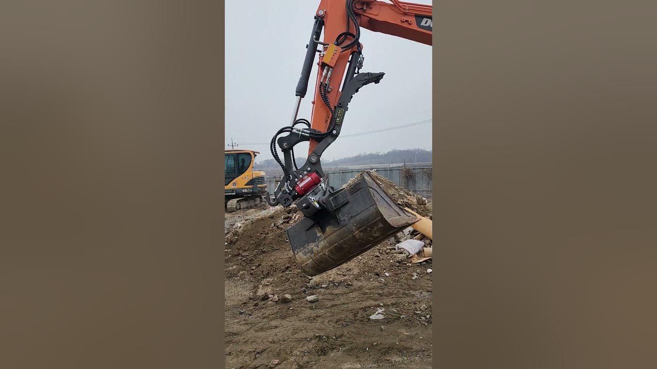 두산dx-55-5L 회전링크 스마트집게 - YouTube