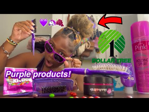 Doing my Dyed hair Only using Purple Hair Products ~Dollar Store ...