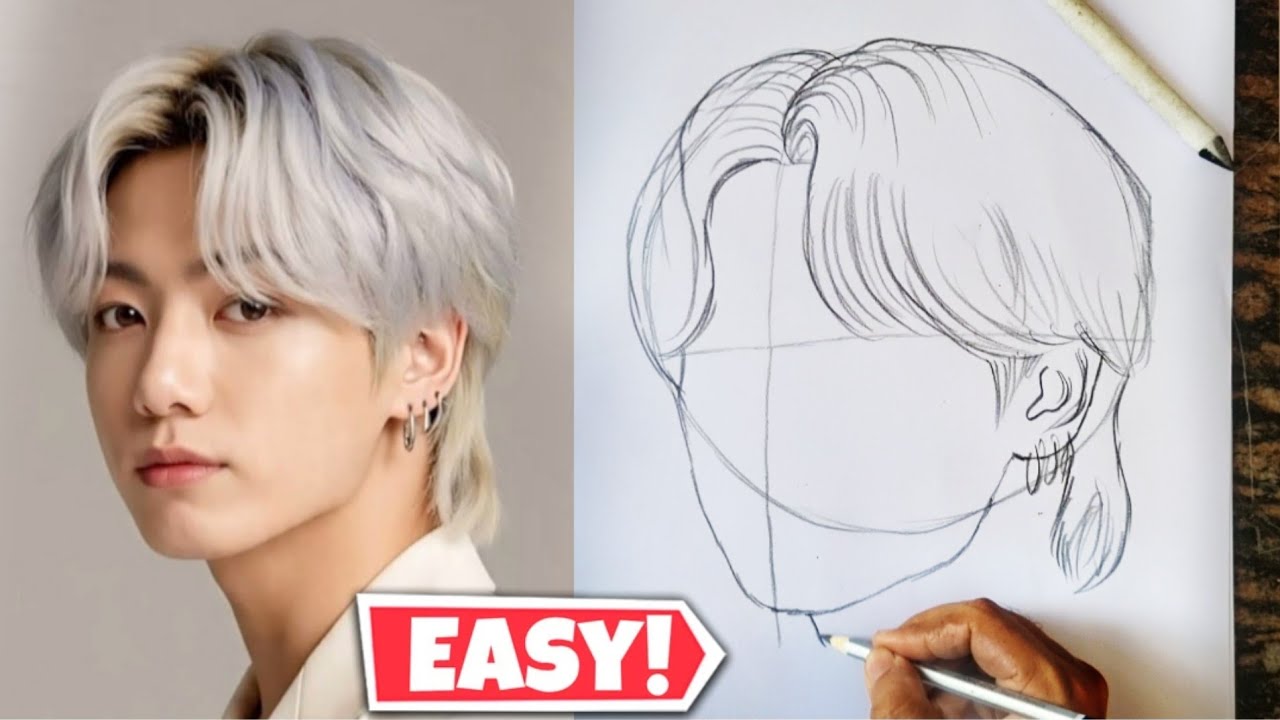 Jungkook outline drawing | BTS Jungkook outline drawing - YouTube