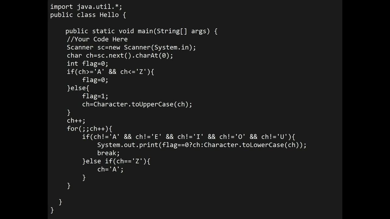 SkillRack-Daily Challenge - Print the Next Occuring Consonant (Program Id: 8331) 31/01/2023 ...