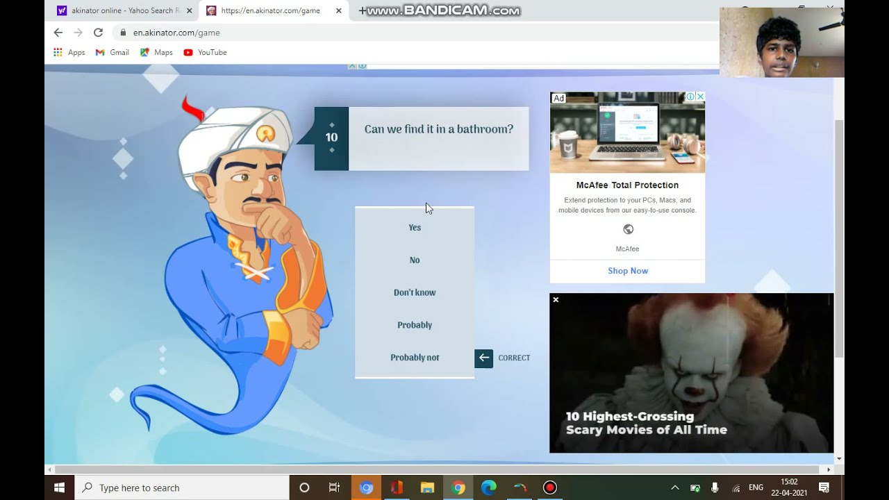 i am playing akinator | which means mind reading game - YouTube