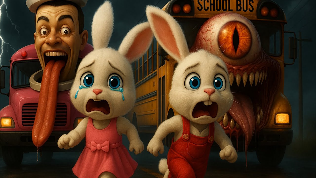 😱👁Bunnies on their way to school encountered a Skibidi bus and a ...