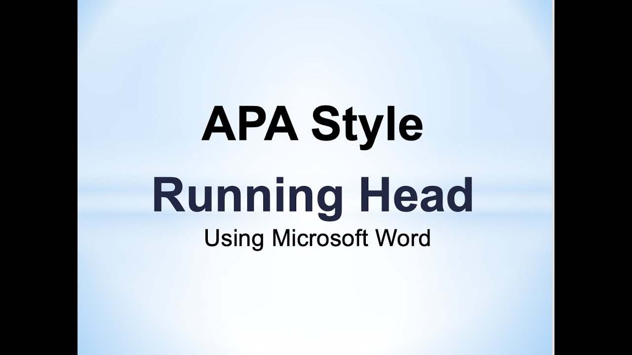 Create An APA Formatted Running Head In Microsoft Word YouTube Create An APA Formatted Running Head In Microsoft Word YouTube