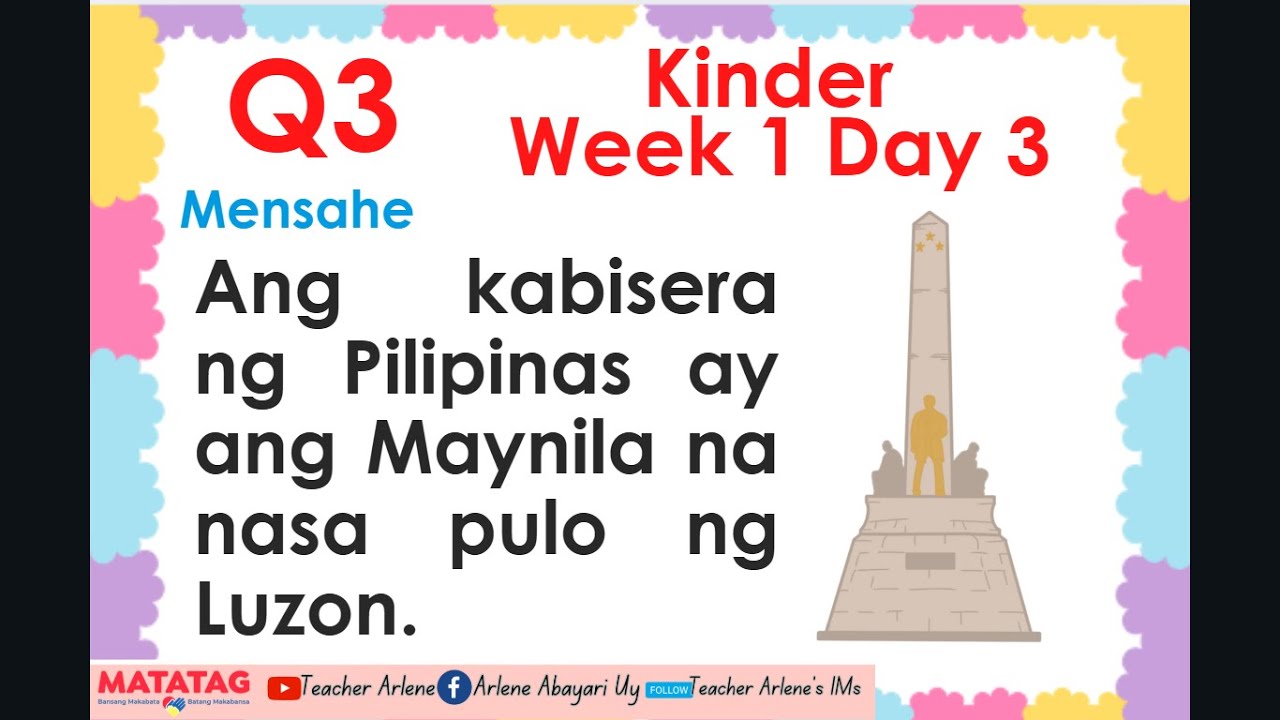 Quarter 3 Kinder Week 1 Day 3 Matatag Magandang Umaga, Maynila! Kuwento ...