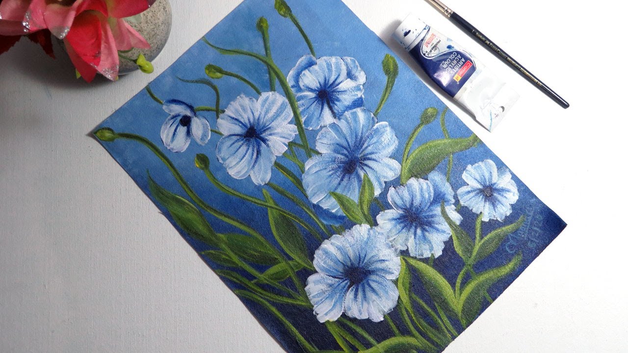 EASY ABSTRACT FLORAL PAINTING -DEMO | SIMPLE FLOWER PAINTING(TUTORIAL ...