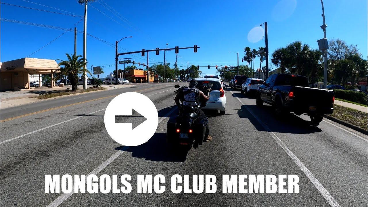 MONGOLS MC CLUB MEMBER IN TRAFFIC AT DAYTONA BIKE WEEK - YouTube