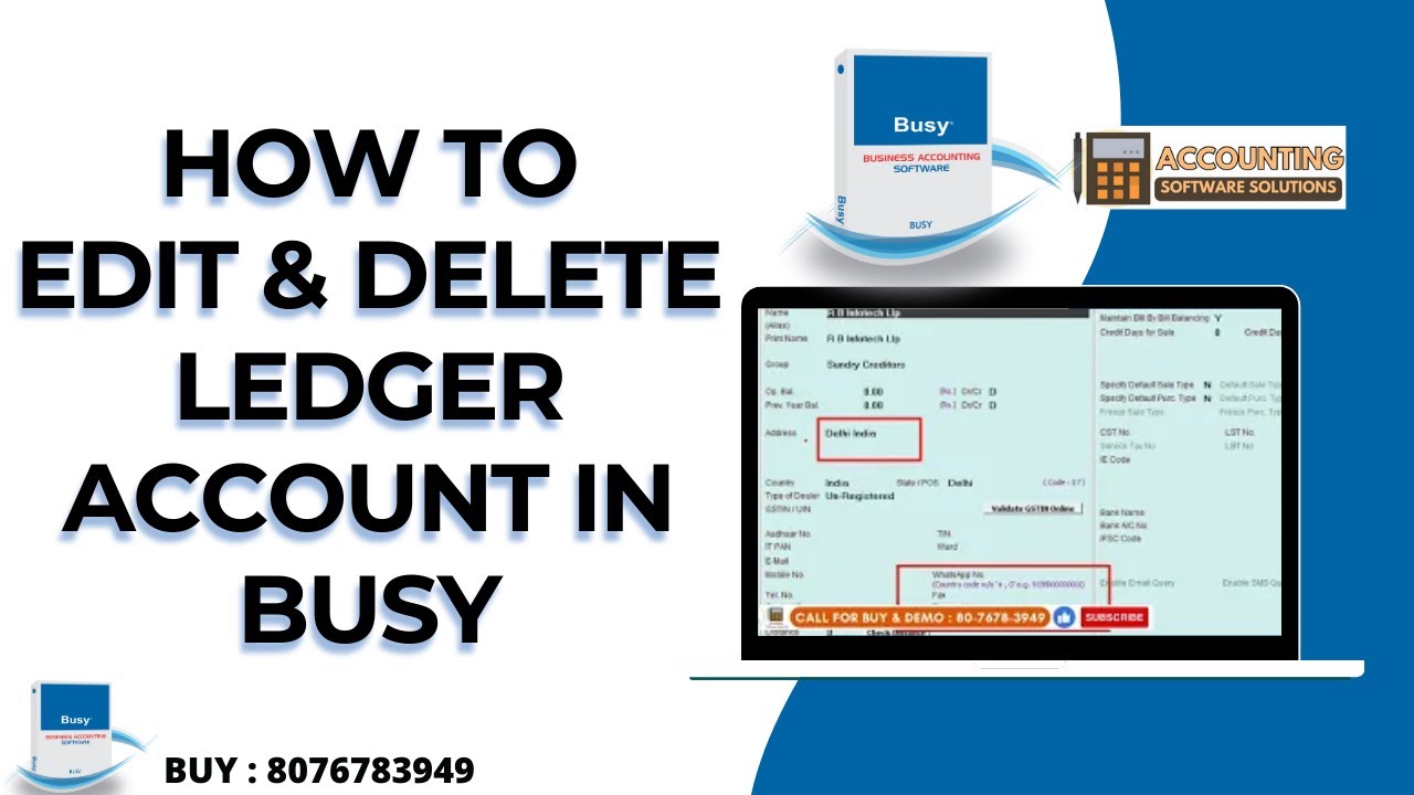 How to Account Ledger Modify (Edit) & Delete in Busy Accounting ...