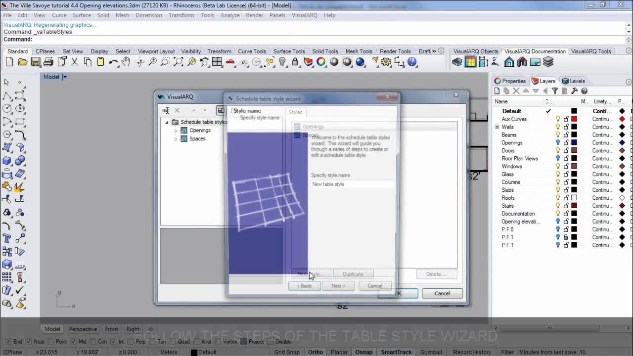 Create and edit schedule Tables in Rhino with VisualARQ 1 - YouTube