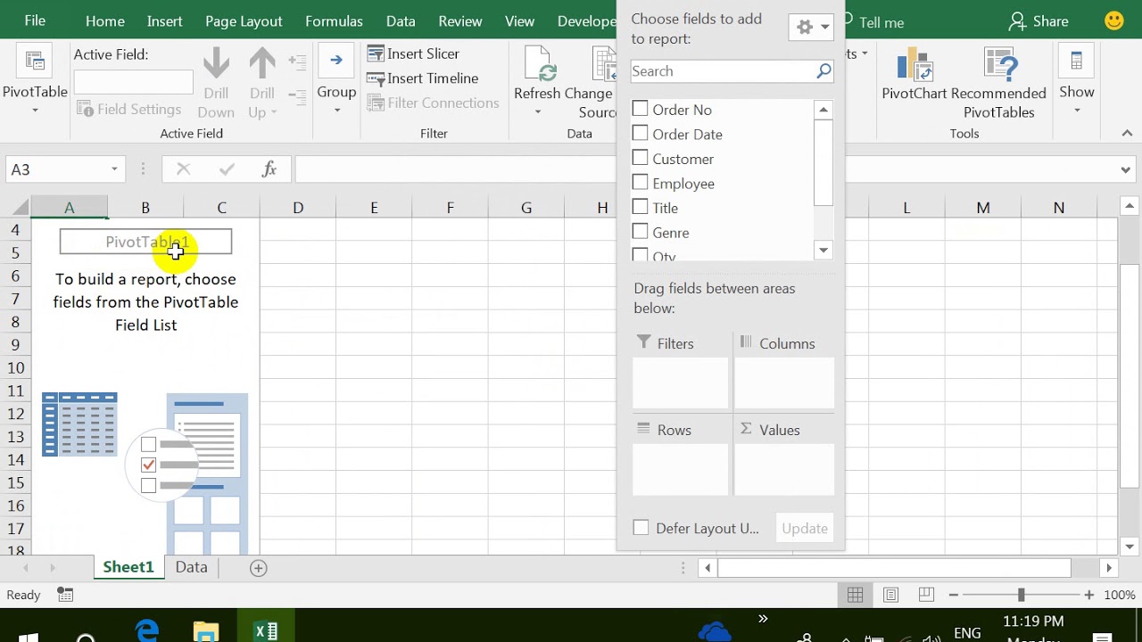 94 Pivot table with analyze - YouTube