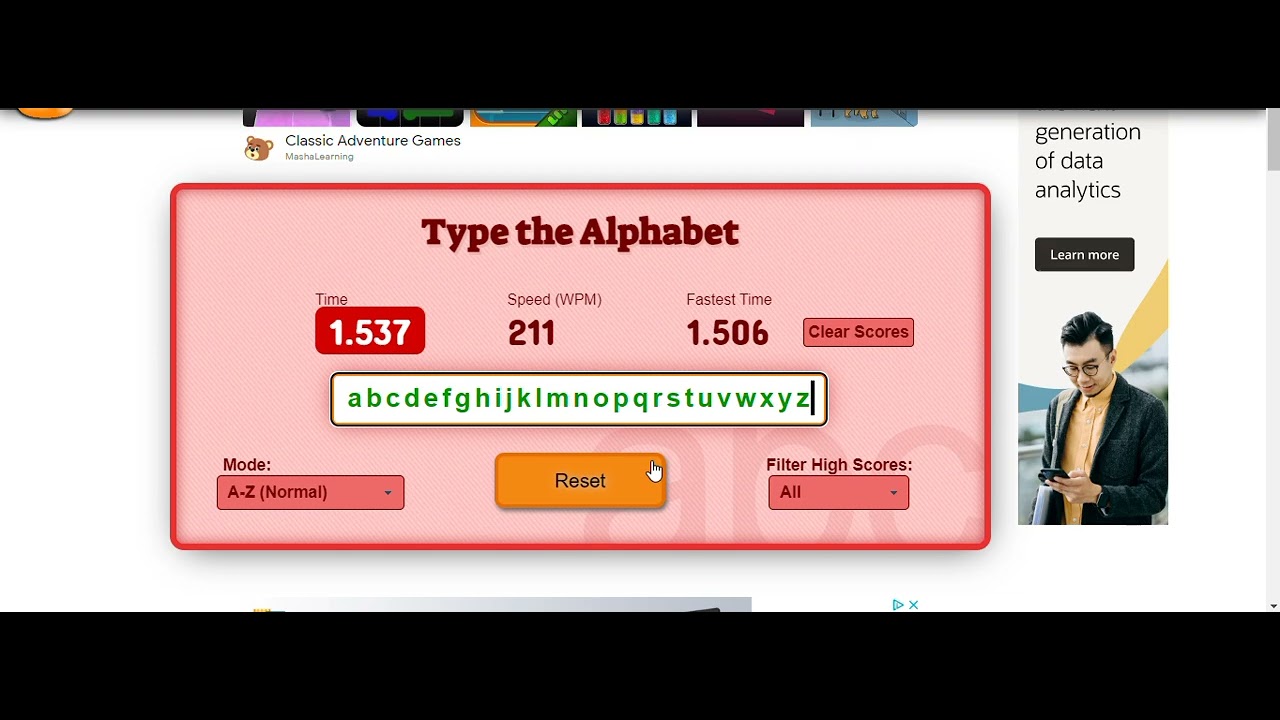 Typing the Alphabet: 1.447 seconds - YouTube