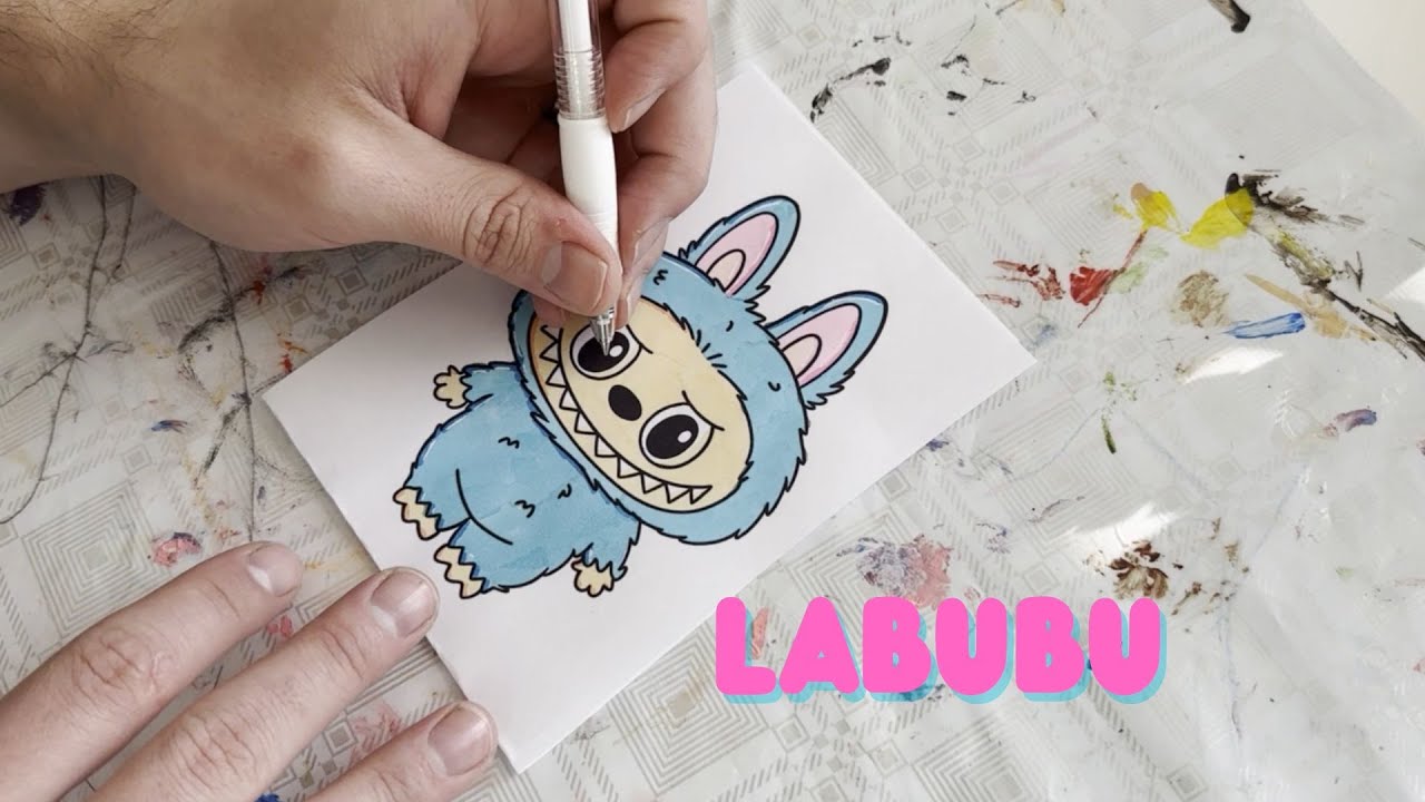 Coloring a Cute Labubu Figure | Relaxing Marker Art ASMR 🎨 - YouTube