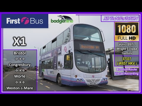 [First Bus WoE] X1 (badgerline) ~ Bristol Bus Station Weston-super-Mare ...