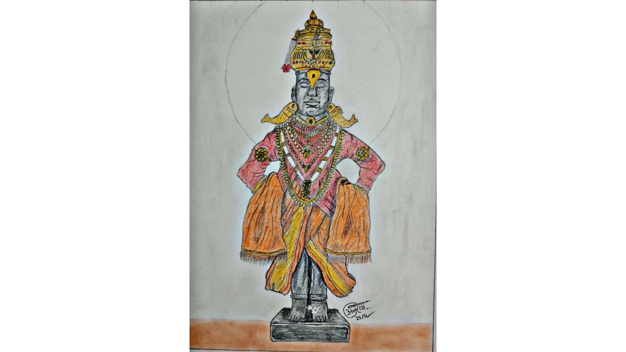 "आषाढी एकादशी" Special | Lord Vitthal Sketch | How to draw vitthal ...