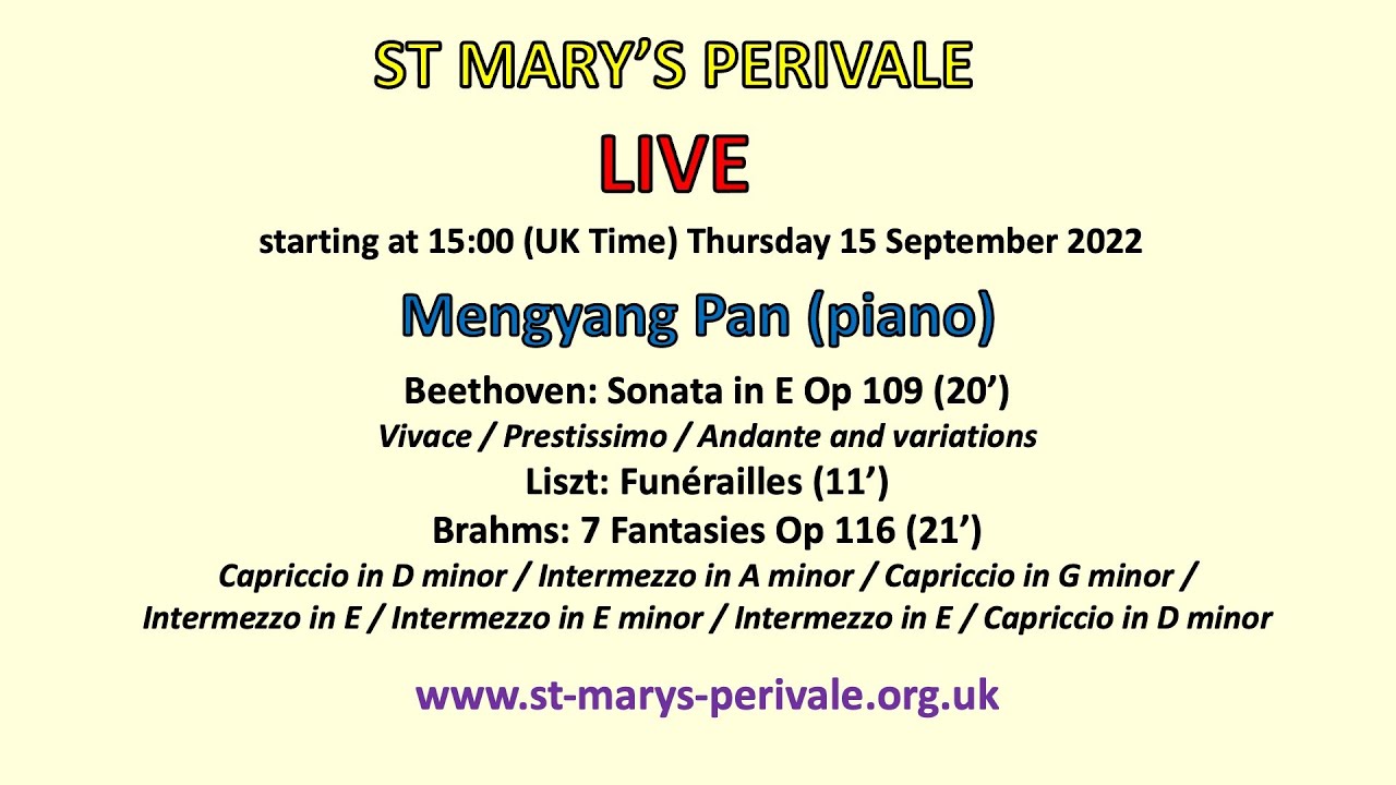 St Mary's Perivale LIVE: Mengyang Pan (piano) - YouTube