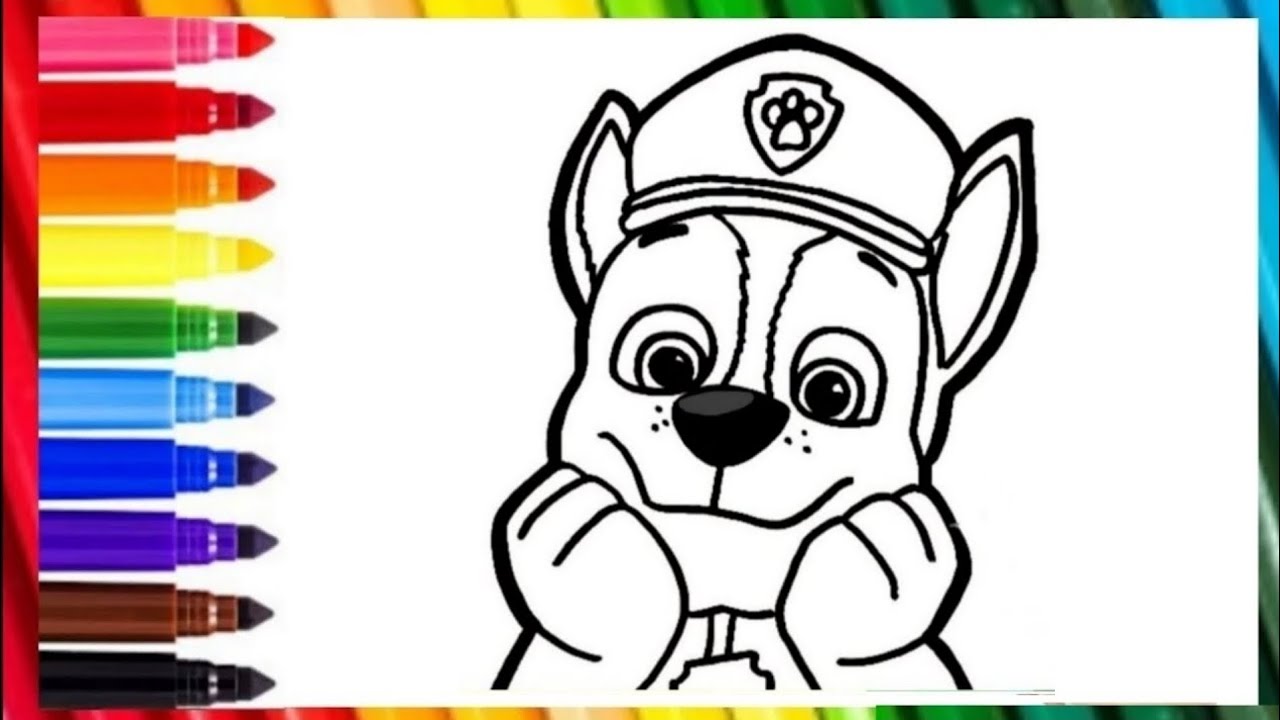 Let's Draw Chase | Paw patrol Chase drawing and Colouring tutorial for ...
