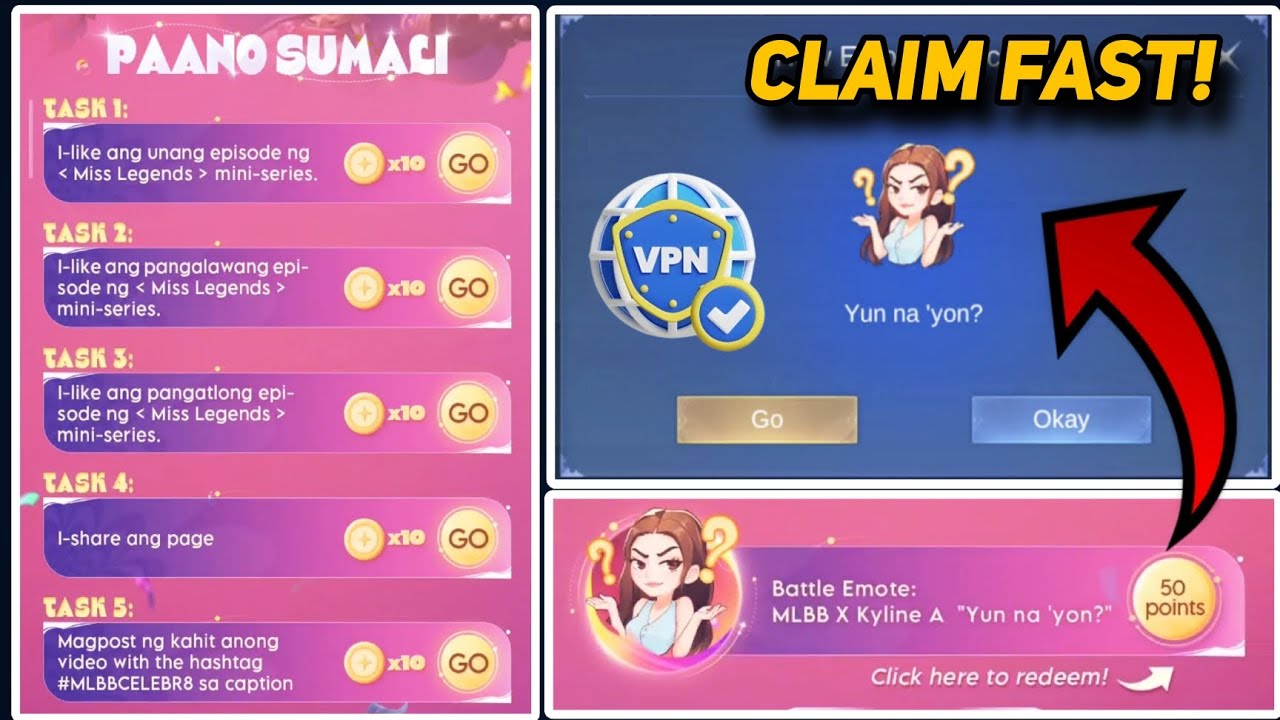 FREE Kyline Yun Na Yon? Battle Emote Philippines New Vpn Event Redeem ...