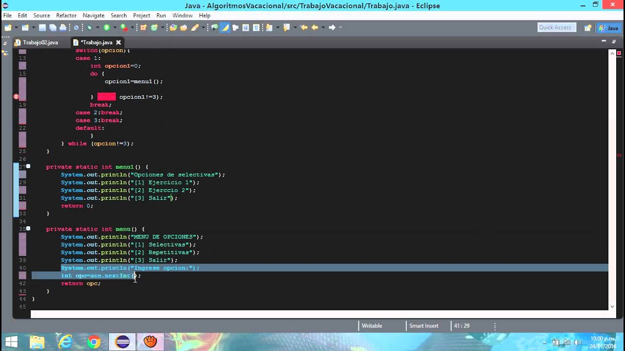 Menú de opciones en Java - YouTube