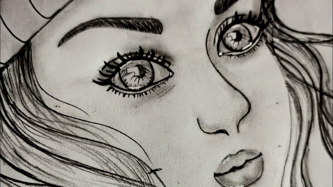 A cute girl face sketch|| pencil sketch for beginners|| step by step ...