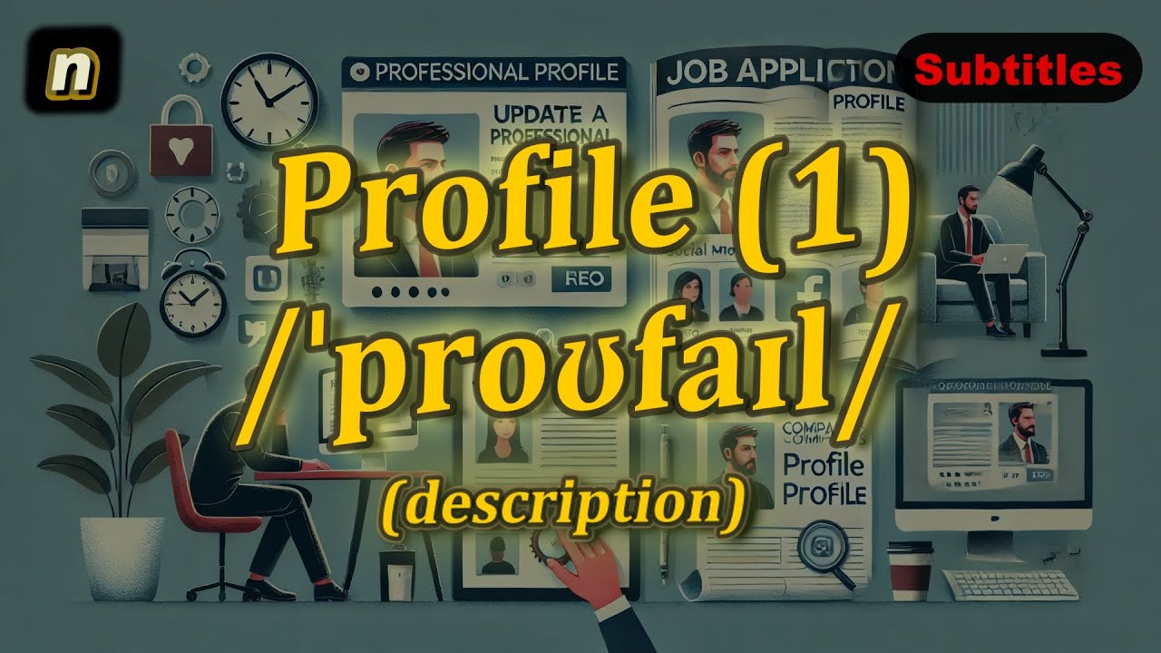 [n] Profile meaning (description of a person or organization) with 5 ...