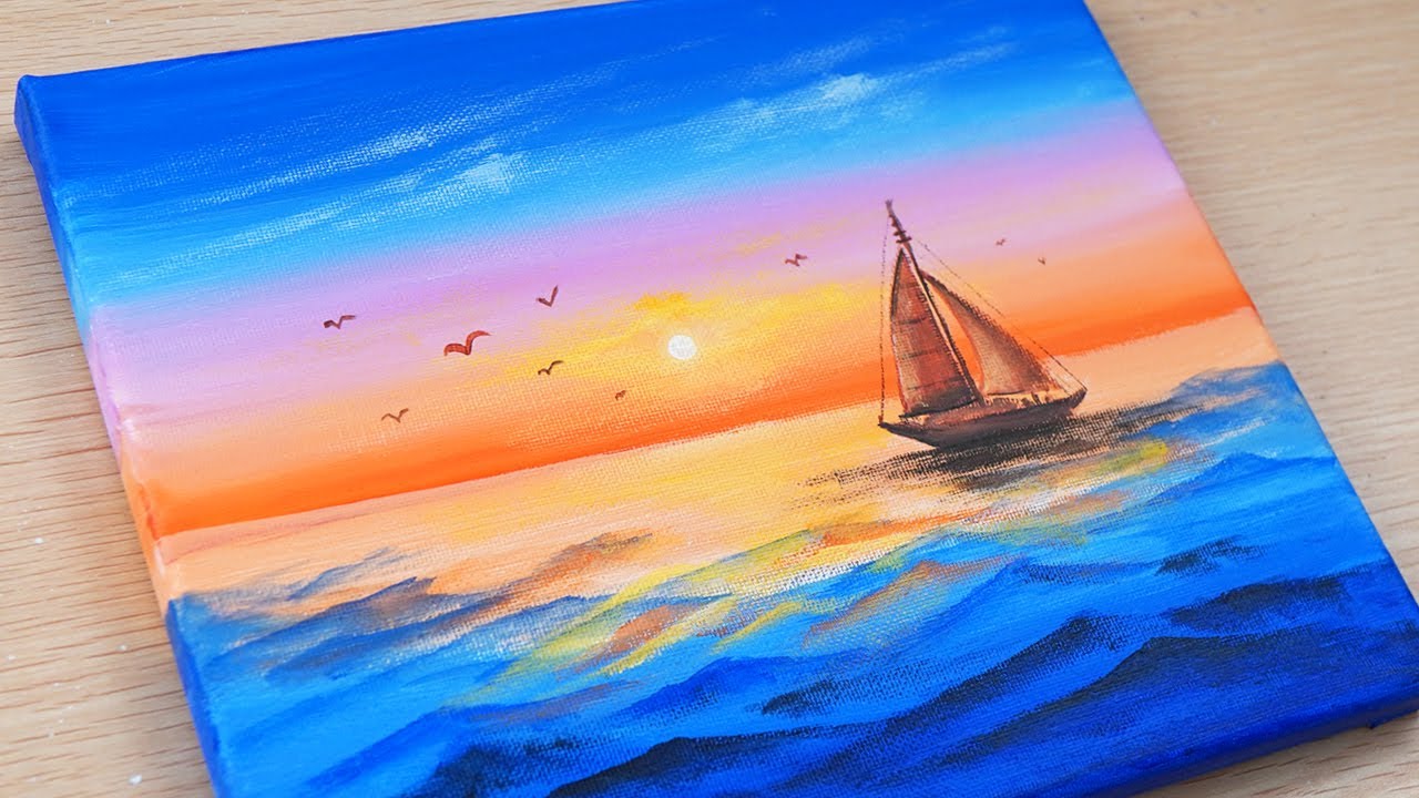 Sunset Seascape Painting | Sea Acrylic Painting | Painting for ...