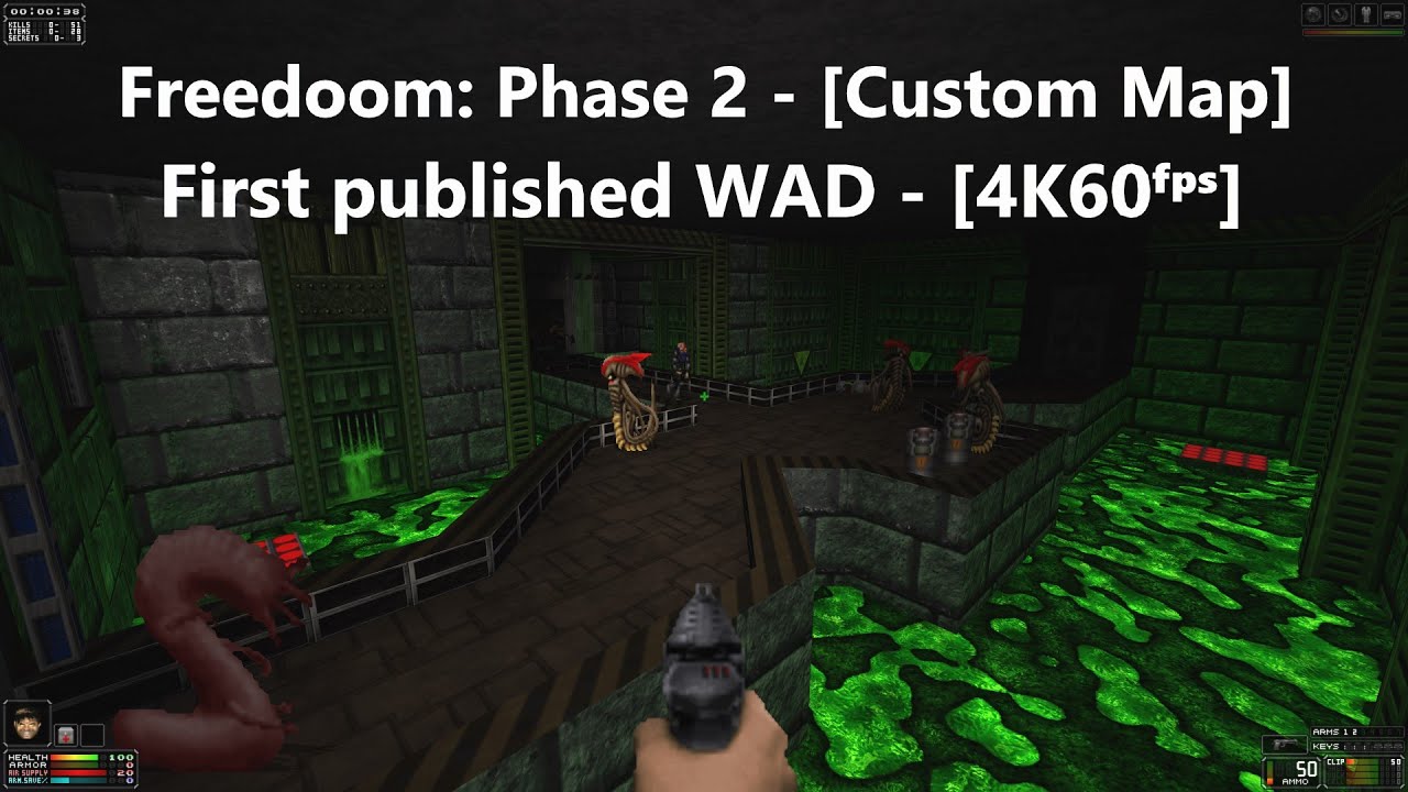 Freedoom: Phase 2 - Map: #0001 - First published WAD - [4K60ᶠᵖˢ] - [100 ...