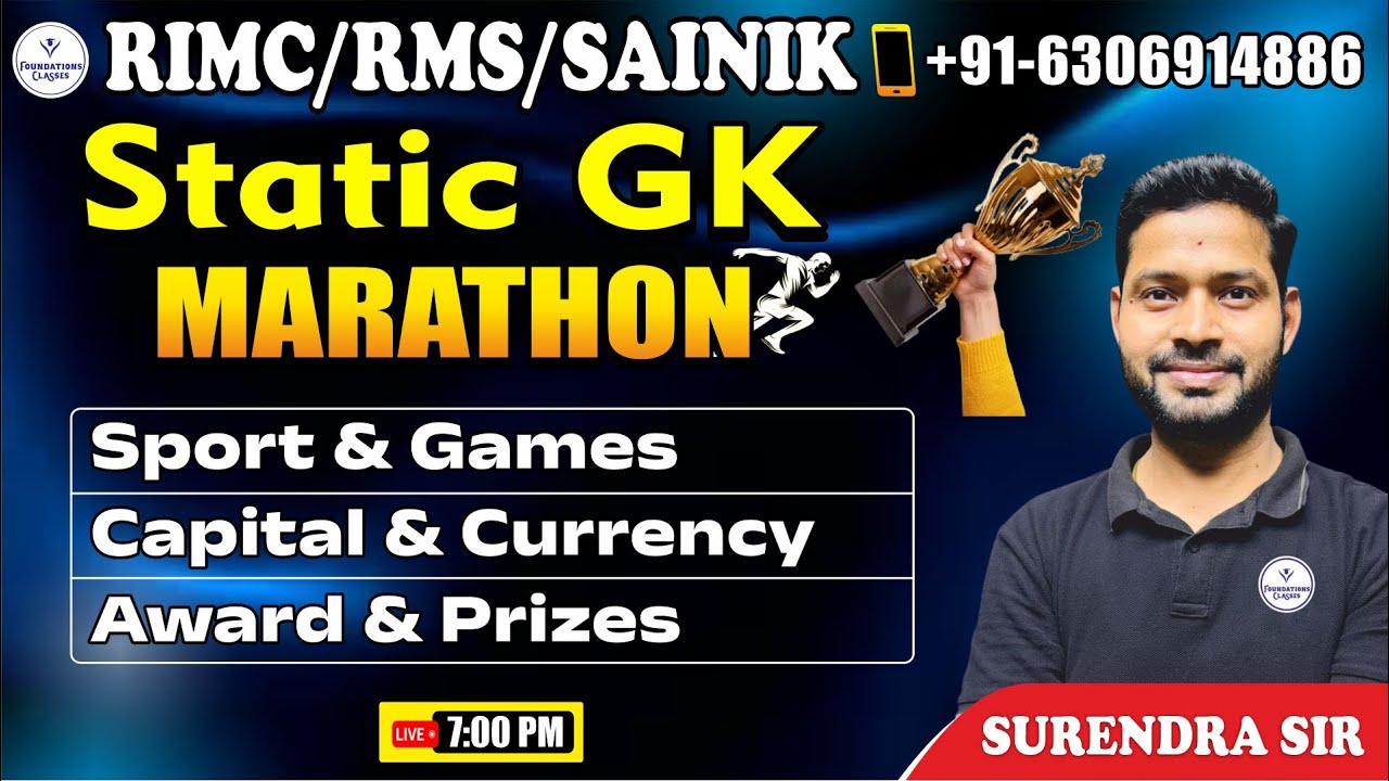 Static GK Marathon | Sainik School Coaching | Sports and games, Capital ...