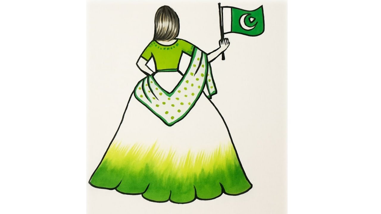 Pakistani Girl Drawing | 14 August Independence Day Special Art 🇵🇰 ...