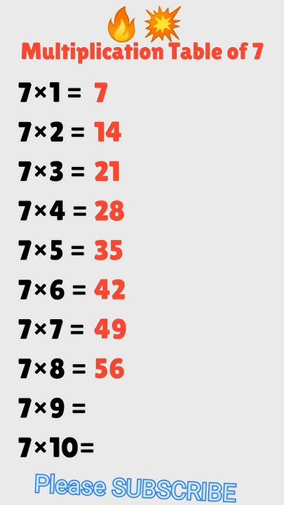 Multiplication Table 7 | Table of 7 || #multiplication #timestables ...