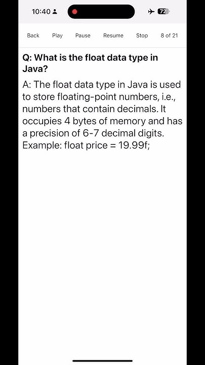 What is the float data type in Java? #javaprogramming # ... What is the float data type in Java? #javaprogramming # ...