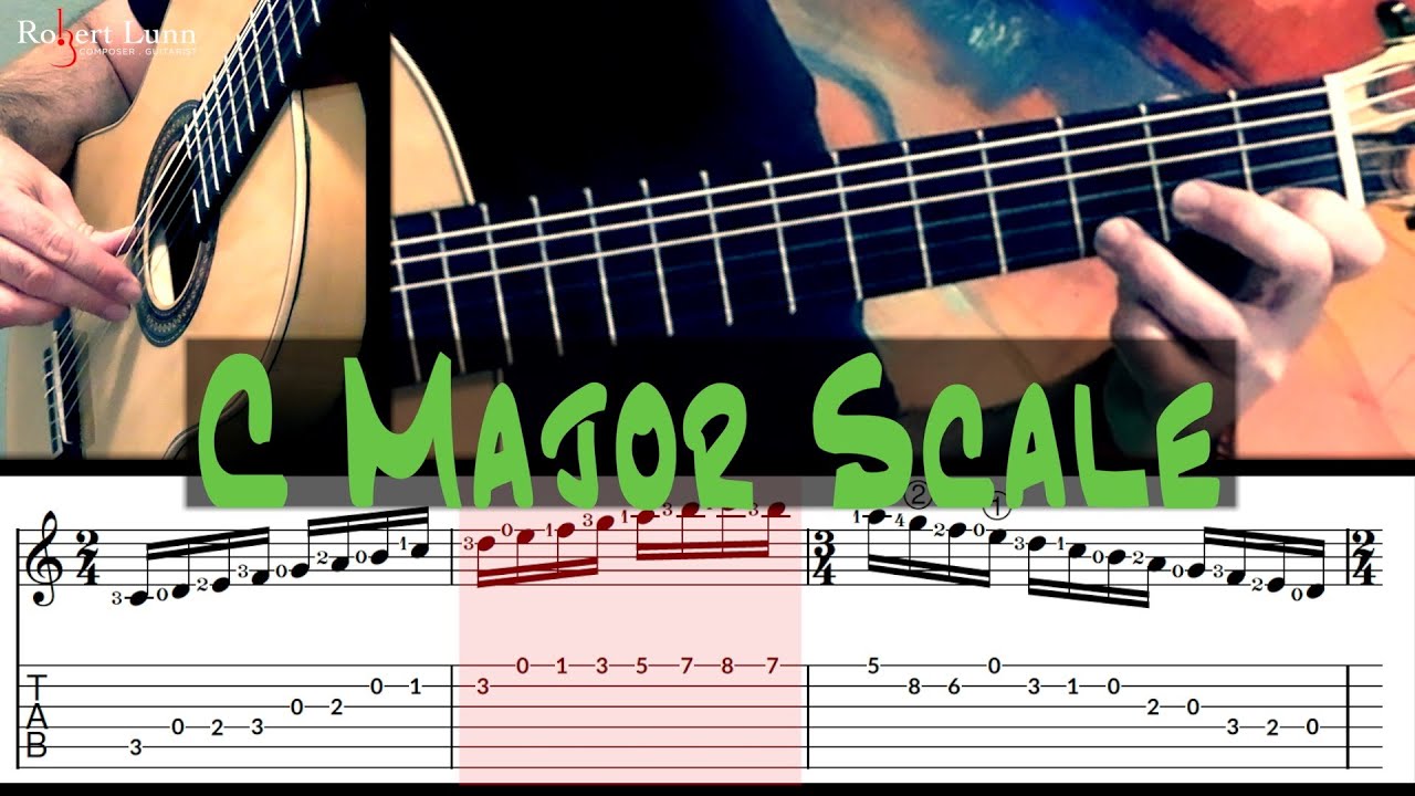 Easy C Major Scale Pattern - Free Sheet Music/TAB - Robert Lunn - YouTube