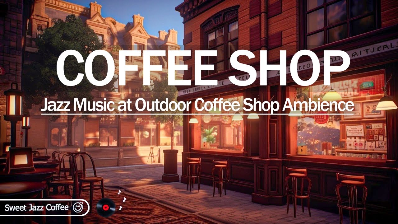 Springtime Street & Calm Spring Jazz Music at Outdoor Coffee Shop ...