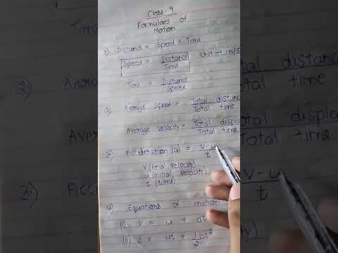 formula list of motion class 9 or crash course for motion..... - YouTube