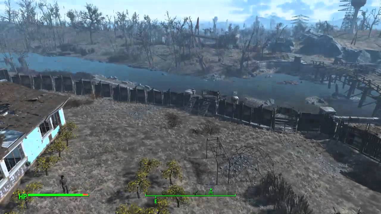 Fallout 4 Base Built (View from the Compound) - YouTube