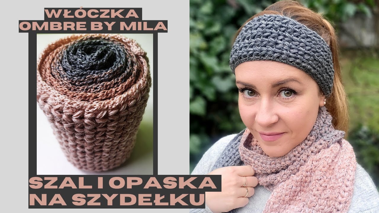 Szalik i opaska na szydełku, ścieg puff stitch. Ombre by Mila. - YouTube