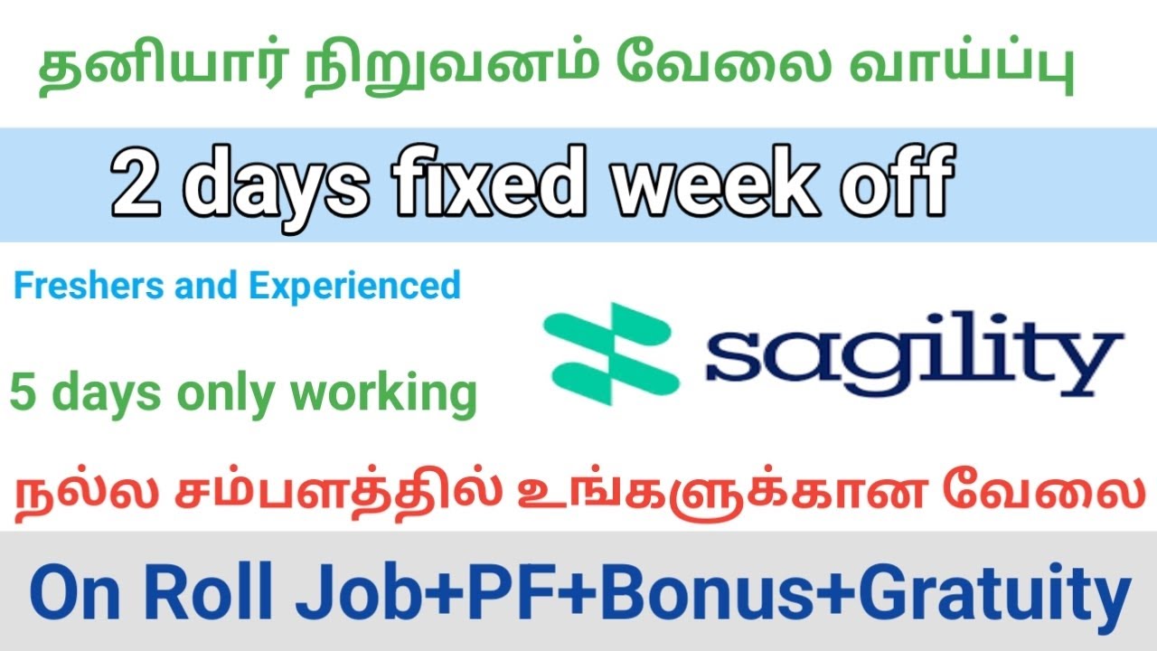 💥2 days fixed week off 5 days only working 2024 Job openings Tamil ...