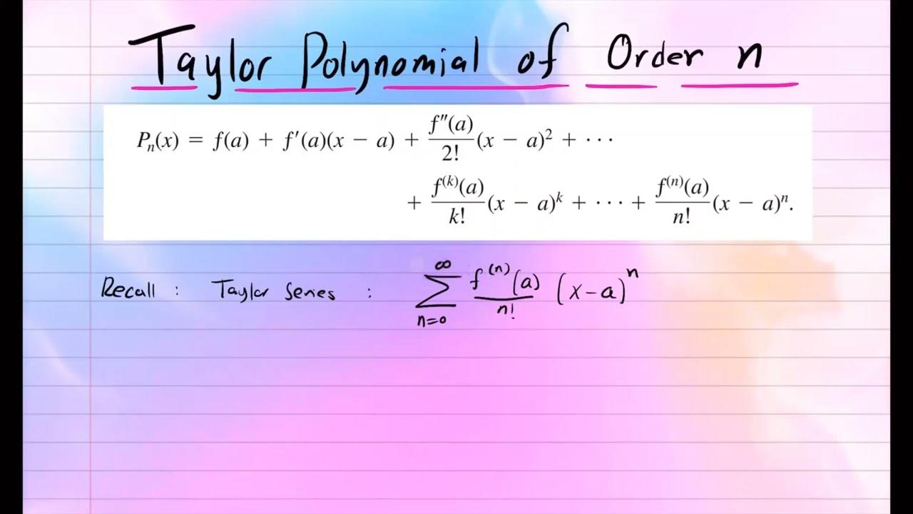 Taylor Polynomial of Order n | One example fully worked out - YouTube