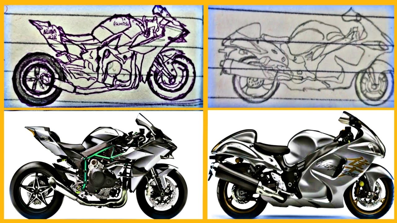 Kawasaki ninja H2r || Hayabusa sketch - YouTube