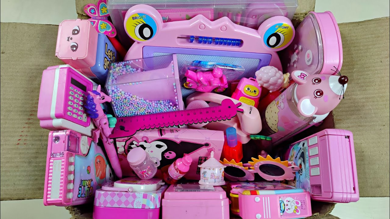Unboxing Pink Stationery Collection, pencil box, writing board, pencil ...