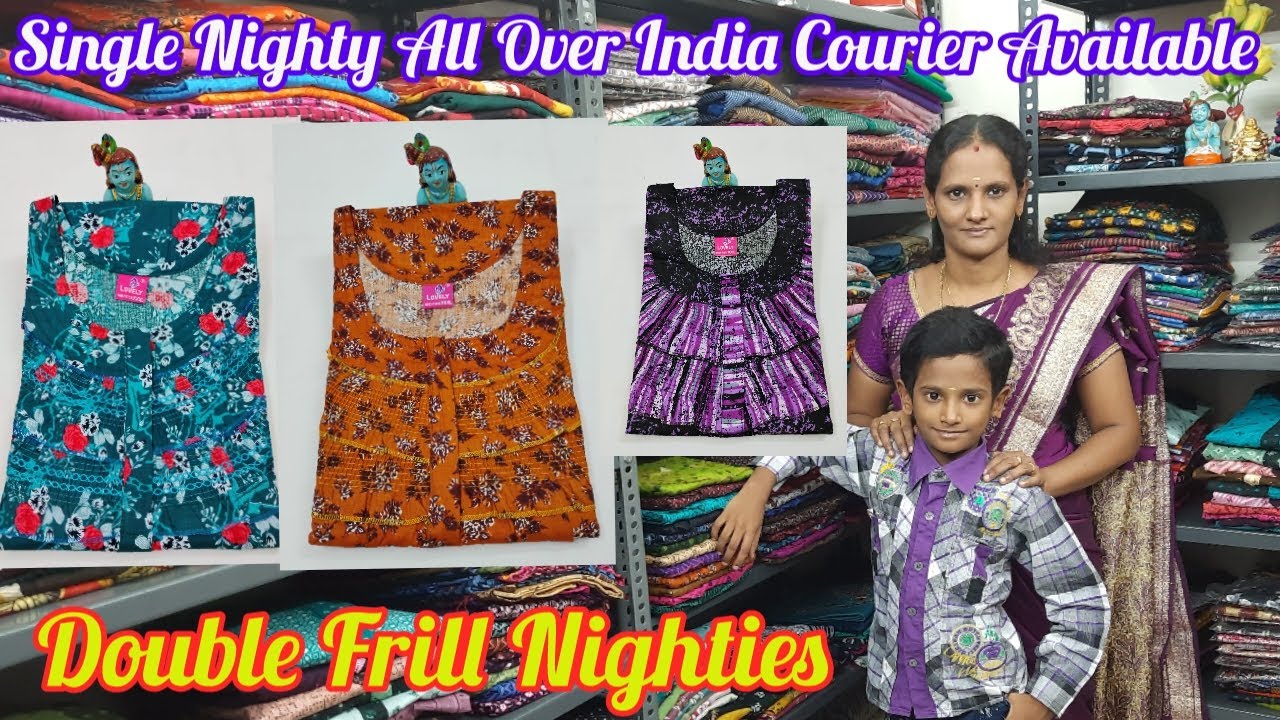 Double Frill Nighties, Cotton Nighties, Shree Sakthi Collections, XXL ...