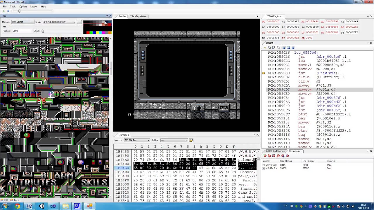 Demo d'un patch ASM/C avec SGDK et Marmelade - YouTube