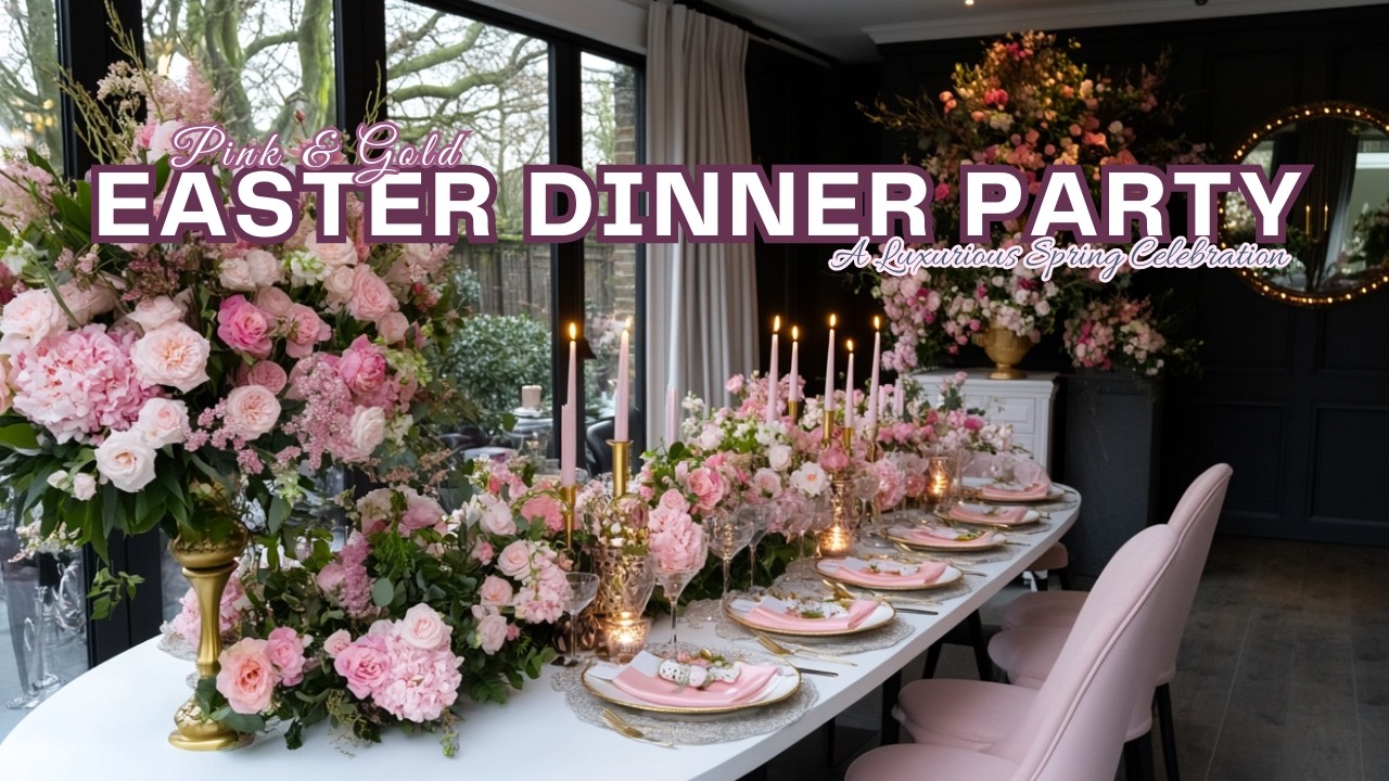 Elegant Pink & Gold Easter Dinner Party Decor: A Luxurious Spring ...