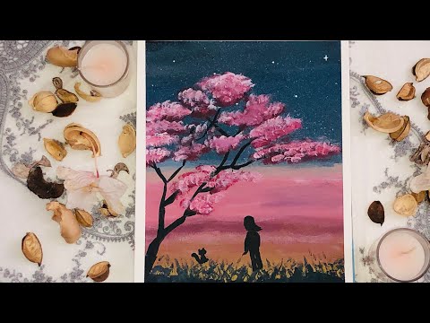 Akrilik Boya ile Kolay Manzara Çizimi🌌💖