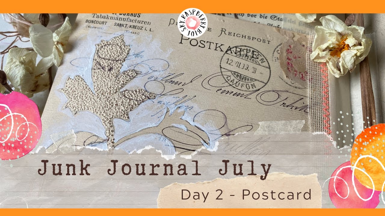 Junk Journal July 2024 - Day 2 "postcard" - YouTube