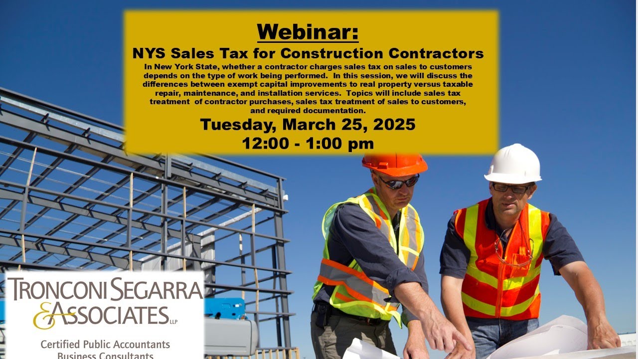 NYS Sales Tax for Construction Contractors - YouTube