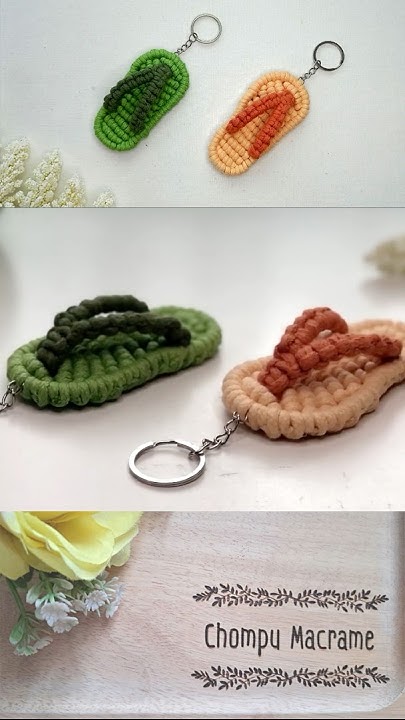 DIY | Macrame Slipper Keychain | Double Half Hitch Knot | Chompu Macrame - YouTube