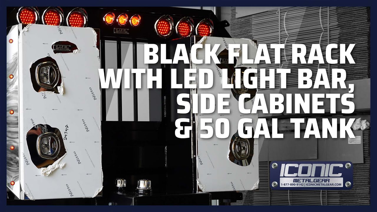 PRODUCT TOUR: Black Flat Headache Rack with LED Light Bar, Side ...