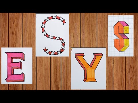 How to Draw 3D Letters E, S, Y, S | Easy and Creative Alphabet Drawing for Beginners