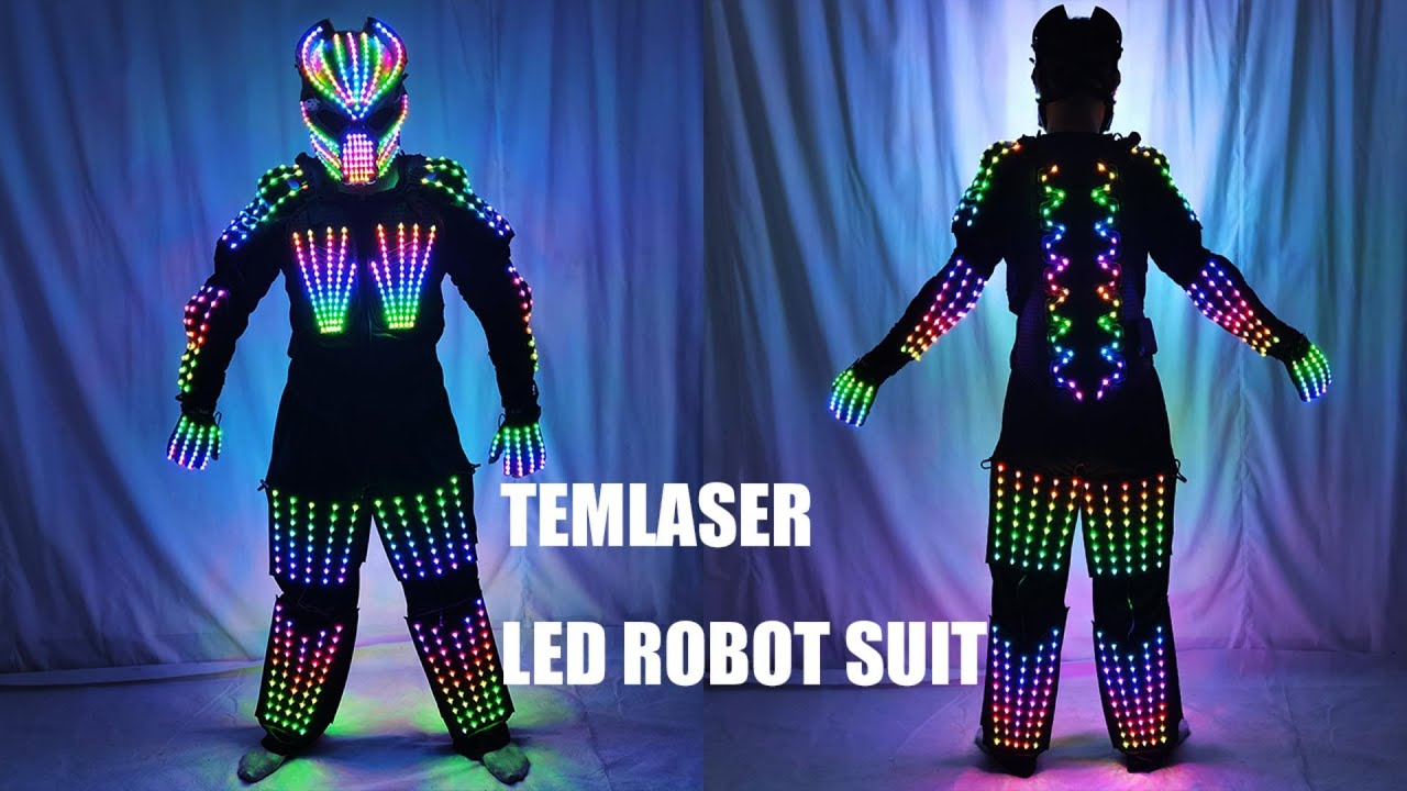 LED Robot Armor Mech Suit Glowing Performance Wear - YouTube